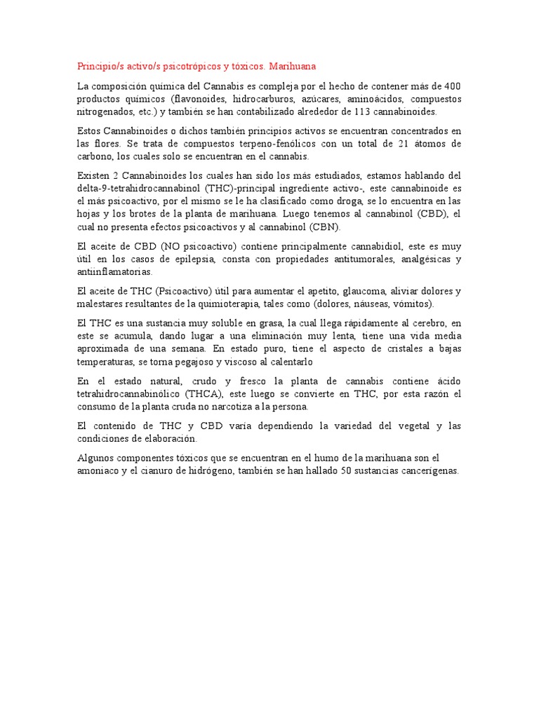 Principio Activo Marihuana Pdf Cannabis Droga Tetrahidrocannabinol