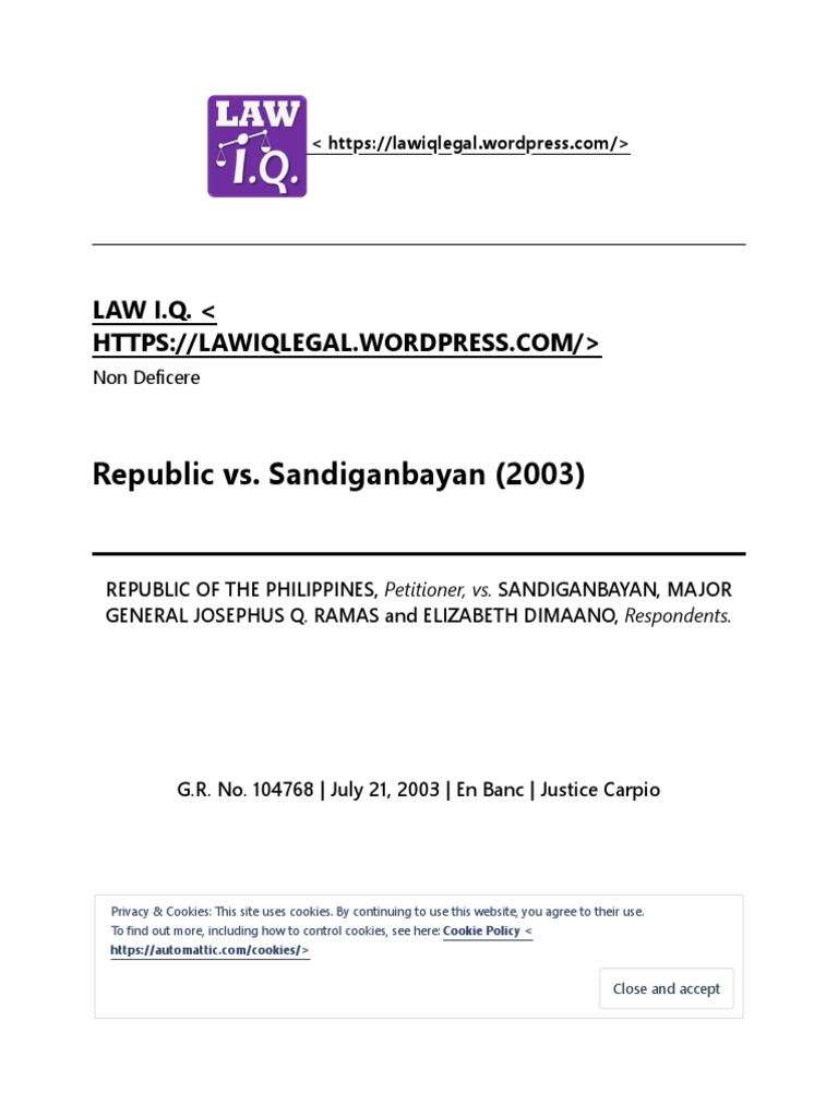 Philippine Supreme Court Case: Ramas vs. Sandiganbayan | PDF ...