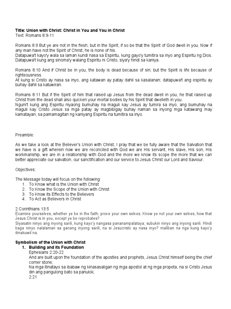 Believer's Union with Christ | PDF | Jesus | Adam