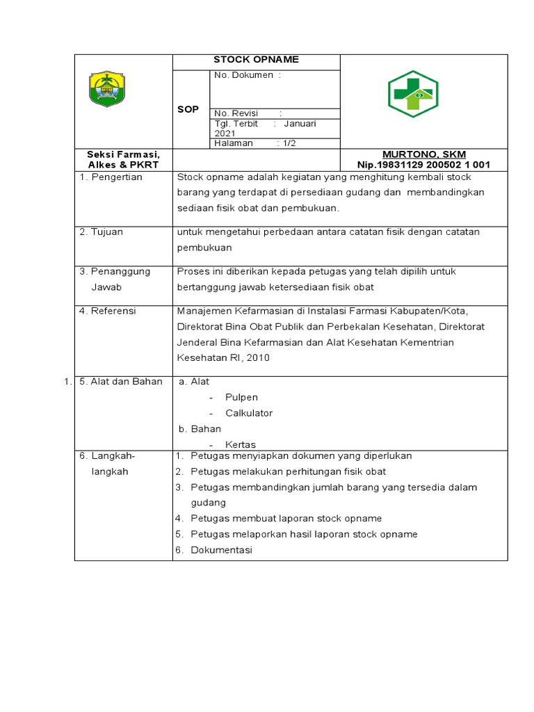 SOP Stock Opname | PDF
