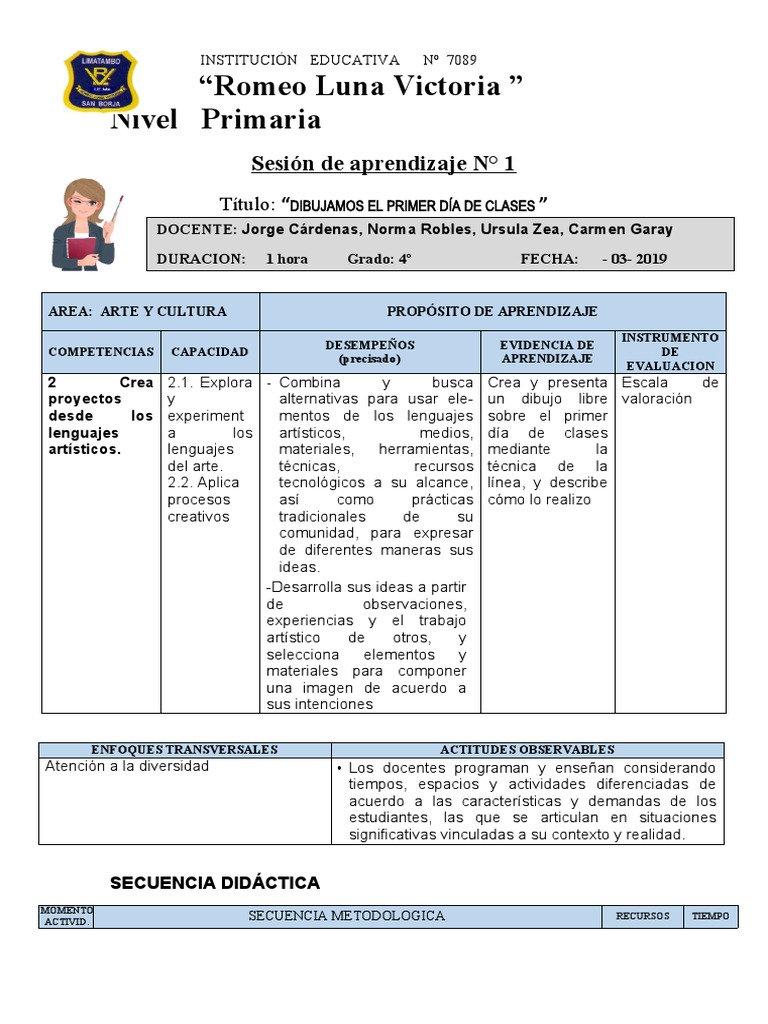 EDUCACIÓN ARTÍSTICA - 1ra UNIDAD - Sesión #1 | PDF | Dibujo | Enseñando