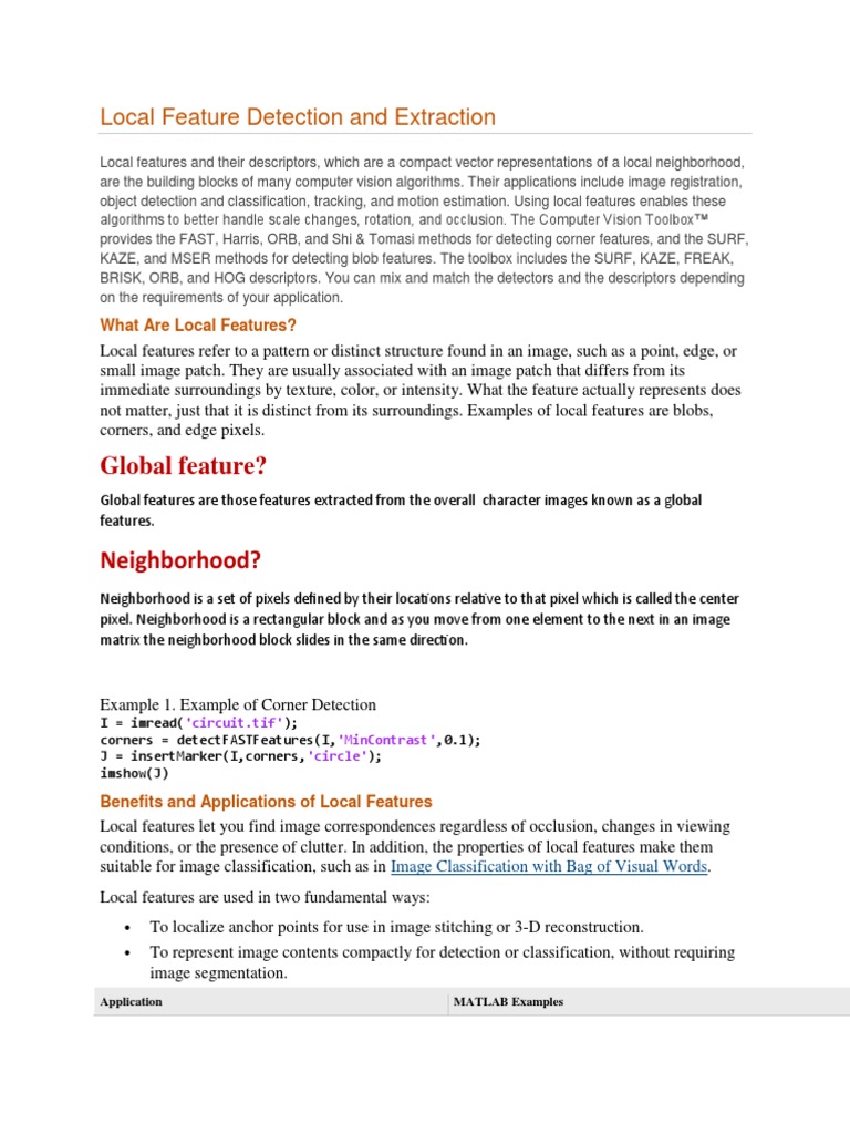 Global Feature?: Local Feature Detection and Extraction | PDF ...