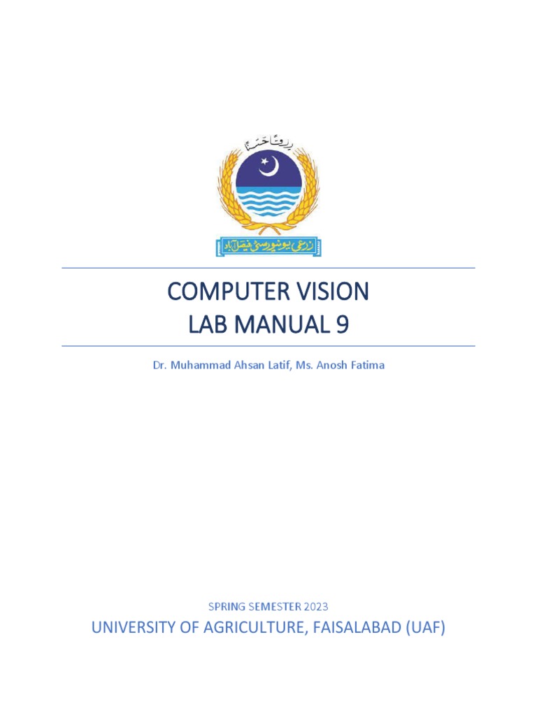 Computer Vision Lab Manual 9: University of Agriculture, Faisalabad (Uaf) | PDF