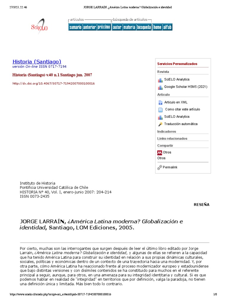 Identidad y Globalización en América Latina | PDF | Globalización | Modernidad