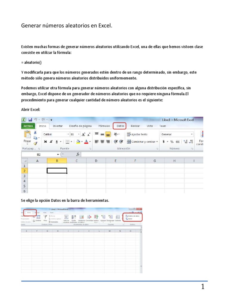 2.1.1 Uso Del Generador Incluído en La Hoja de Cálculo | PDF