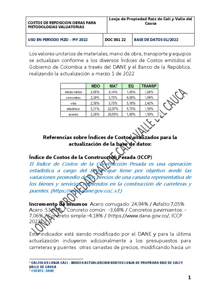 Lonja - Costos Reposicion Mar-May 2022 | PDF