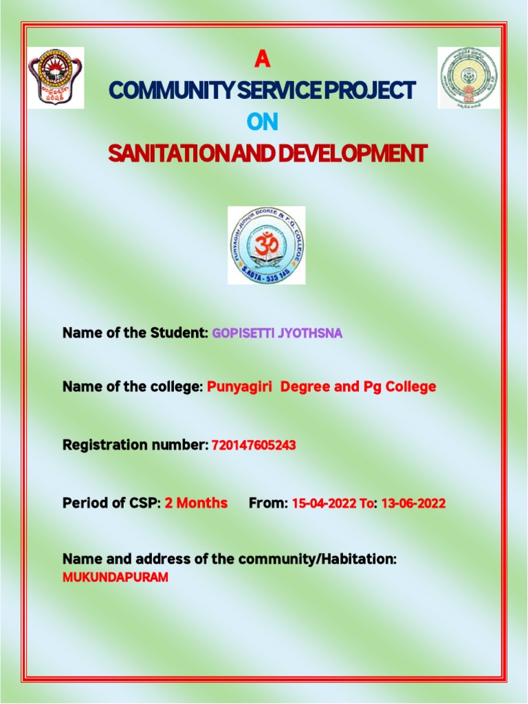 Community Service Project on Sanitation | PDF | Science