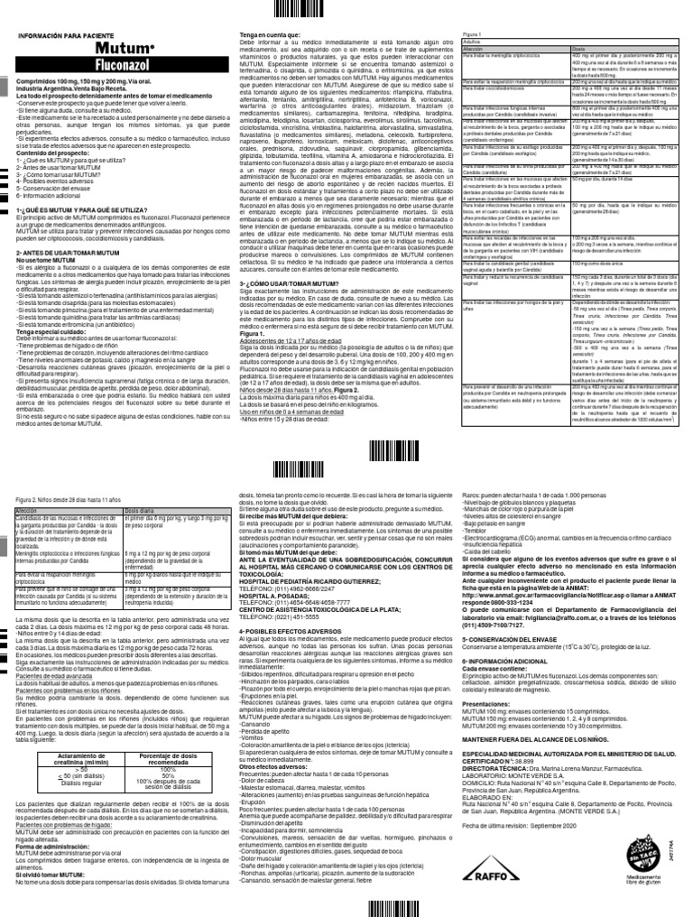 MUTUM Prospecto Pacientes RAFFO | PDF | Candidiasis | Alergia