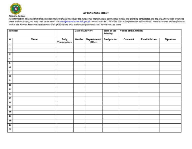 Attendance-Sheet-with-Privacy-Policy | PDF
