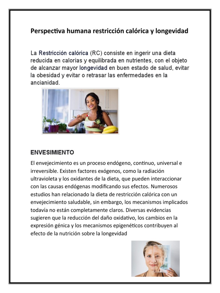 Perspectiva Humana Restricción Calórica y Longevidad | PDF | Salud y ...