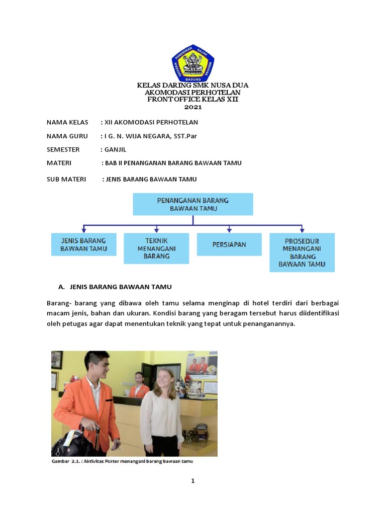 Bab Ii Penanganan Barang Bawaan Tamu Jenis Barang Bawaan Tamu | PDF