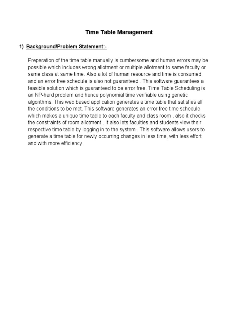 Time Table Management | PDF | Systems Engineering | Software Development