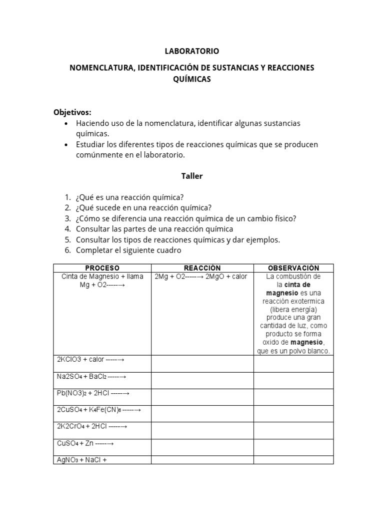 Lab. Reacciones Quimicas | PDF | Ciencia y matemáticas