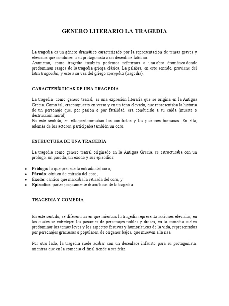 Genero Literario La Tragedia | PDF