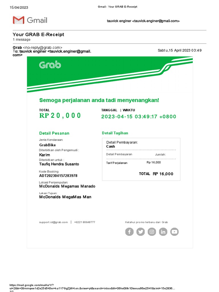 Nota Grab | PDF | Pengelolaan Keuangan & Uang