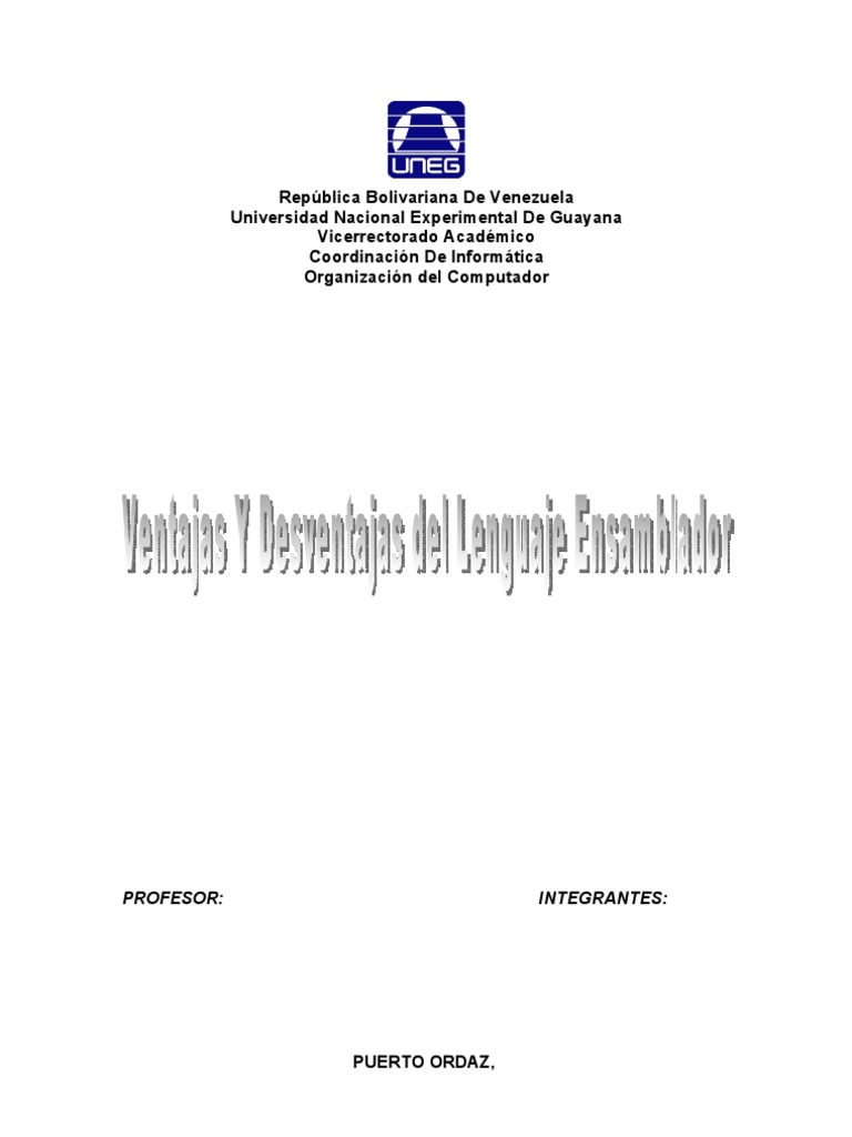 Ventajas y Limitaciones Del Lenguaje Ensamblador | PDF | Lenguaje ensamblador | Programa de ...