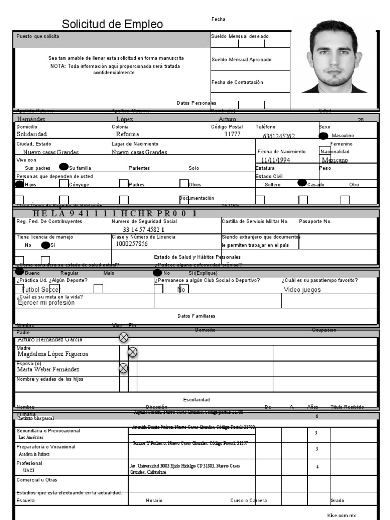 Solicitud de Empleo EJEM | PDF