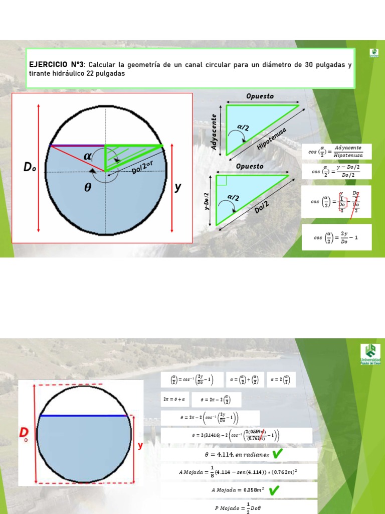 Ejercicio Sección Circular | PDF | Descarga (hidrología) | Metrología