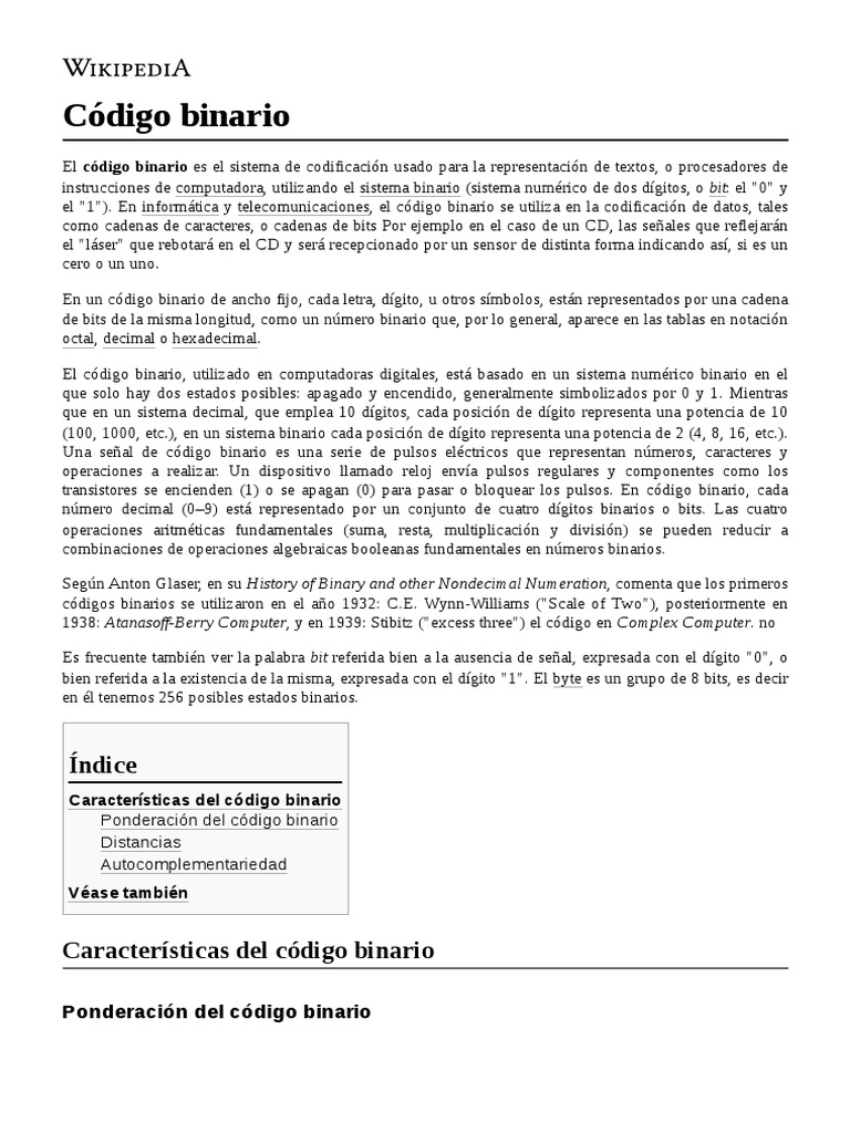 Código Binario | PDF | Ciencias de la Computación | Números