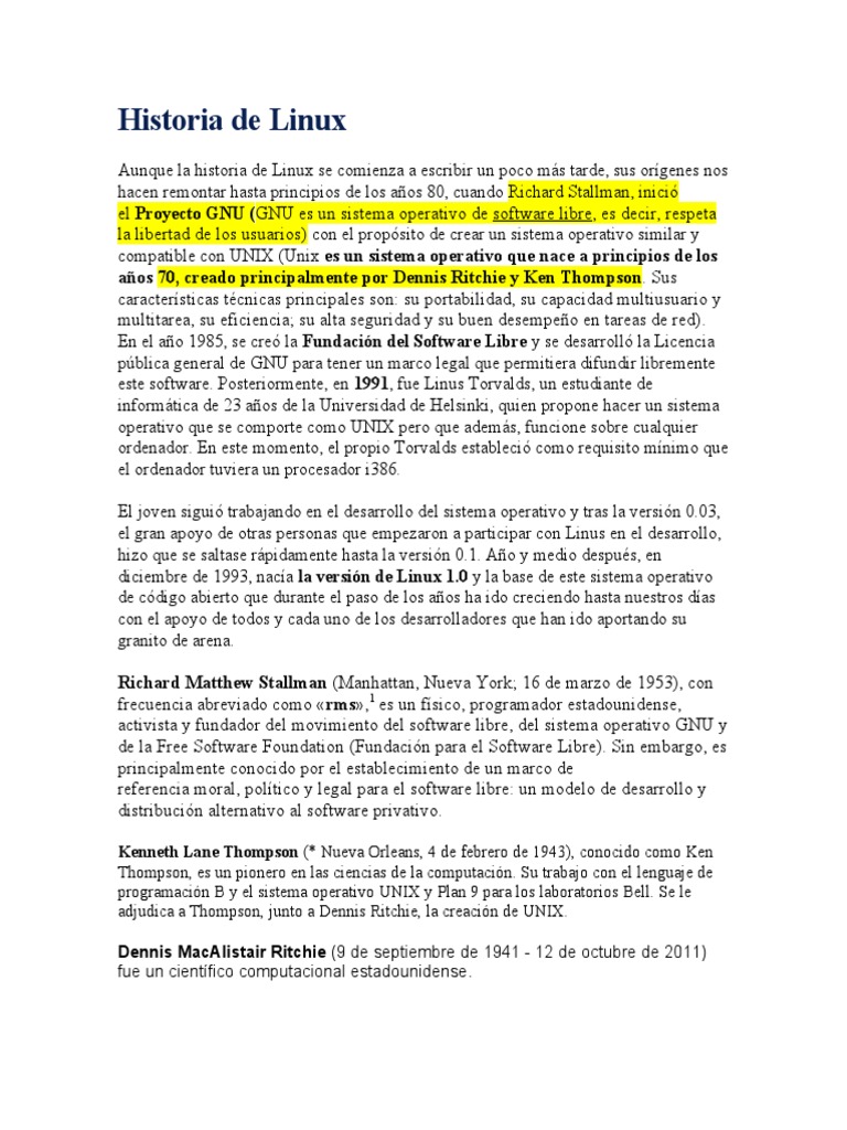 Historia de Linux | PDF | Unix | Ingeniería de software
