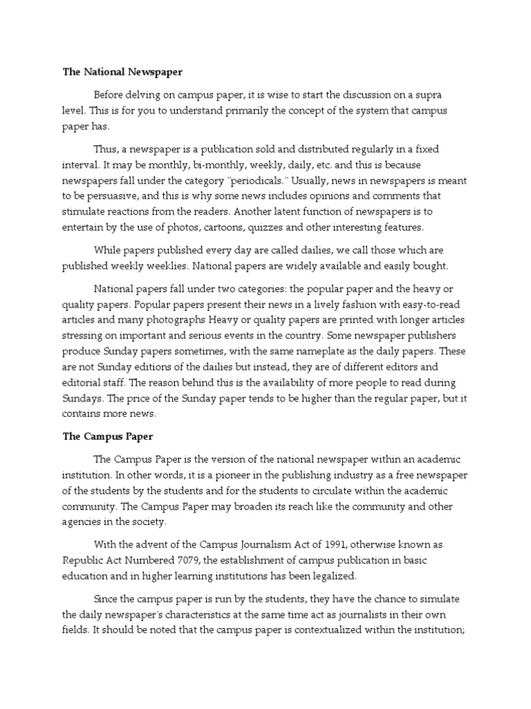 Campus Journalism Lesson 2 | PDF | Newspapers | News