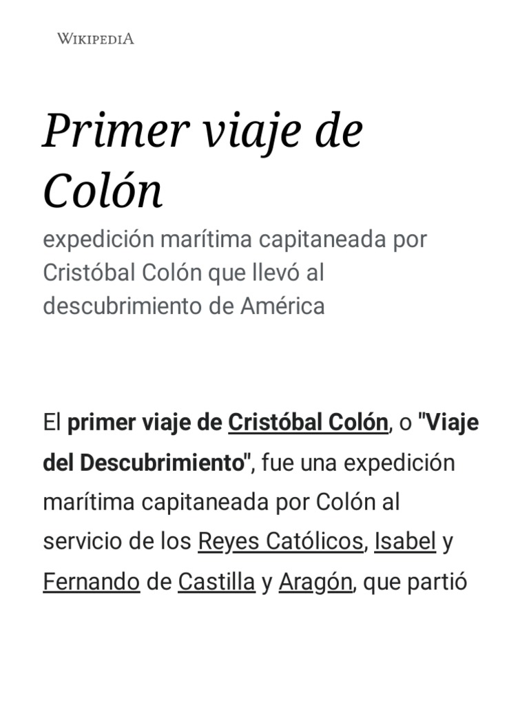 Primer Viaje de Colón: Expedición Marítima Capitaneada Por Cristóbal ...
