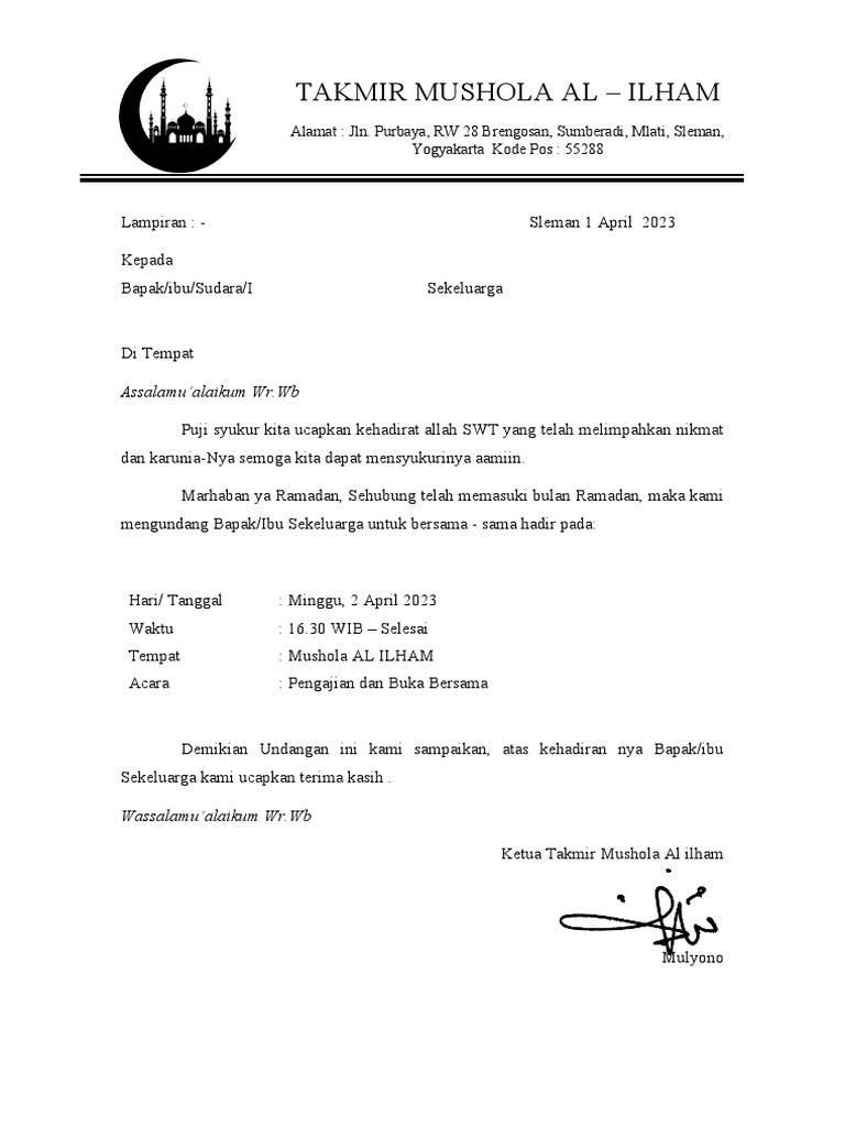 Undangan Buber Takmir Masjid | PDF