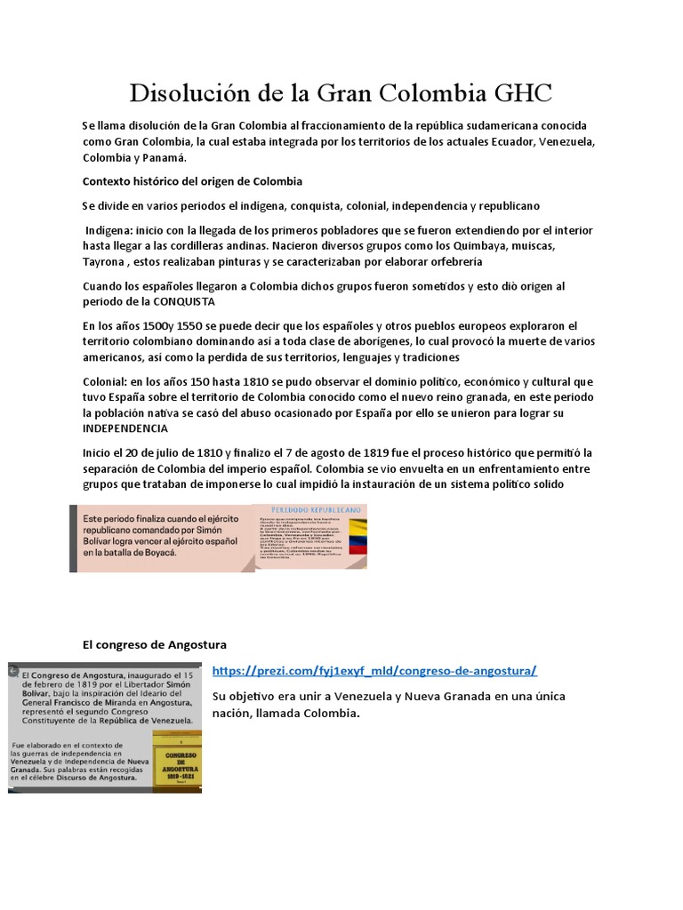 Disolución de la Gran Colombia | PDF | Colombia | America latina