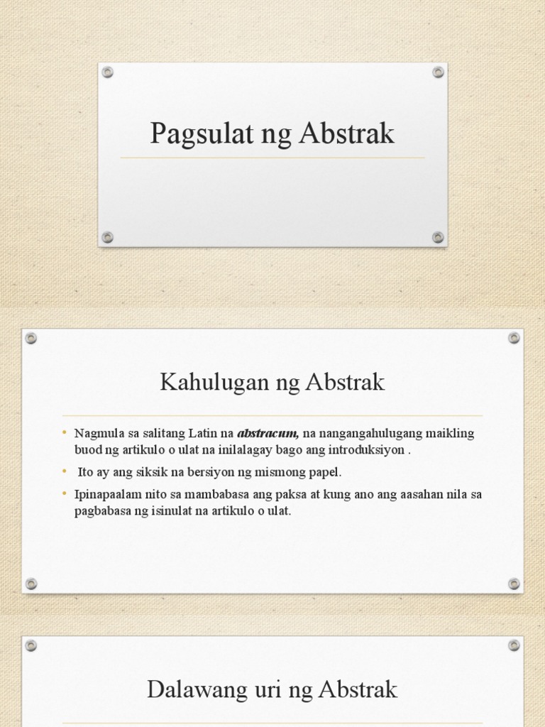 Pagsulat NG Abstrak | PDF