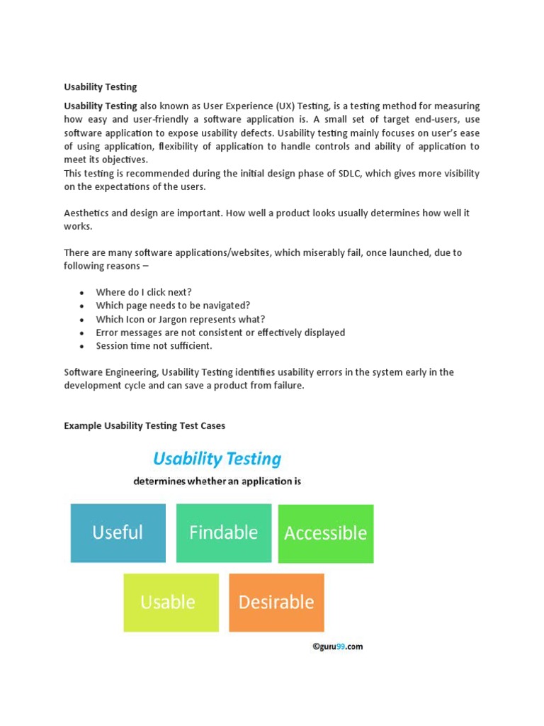 Chapter 4 Usability Testing | PDF | Usability | Software Testing Chapter 4 Usability Testing | PDF | Usability | Software Testing