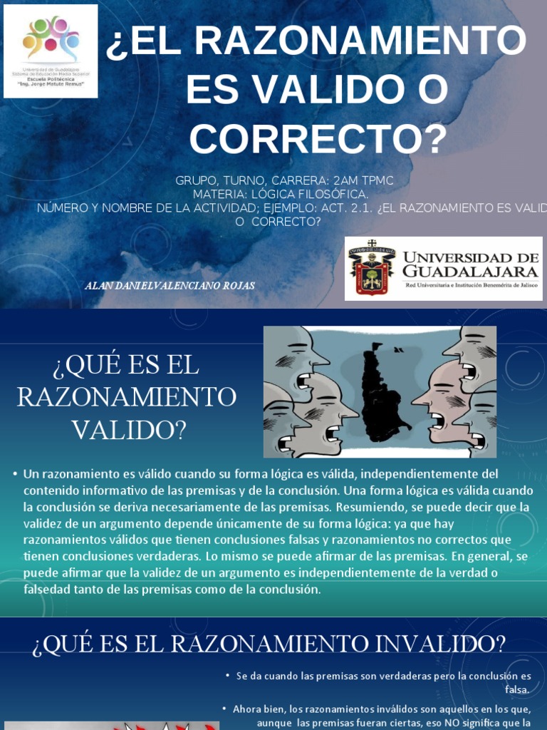 1¿el Razonamiento Es Valido o correctoOOO | Descargar gratis PDF | Falacia | Argumento