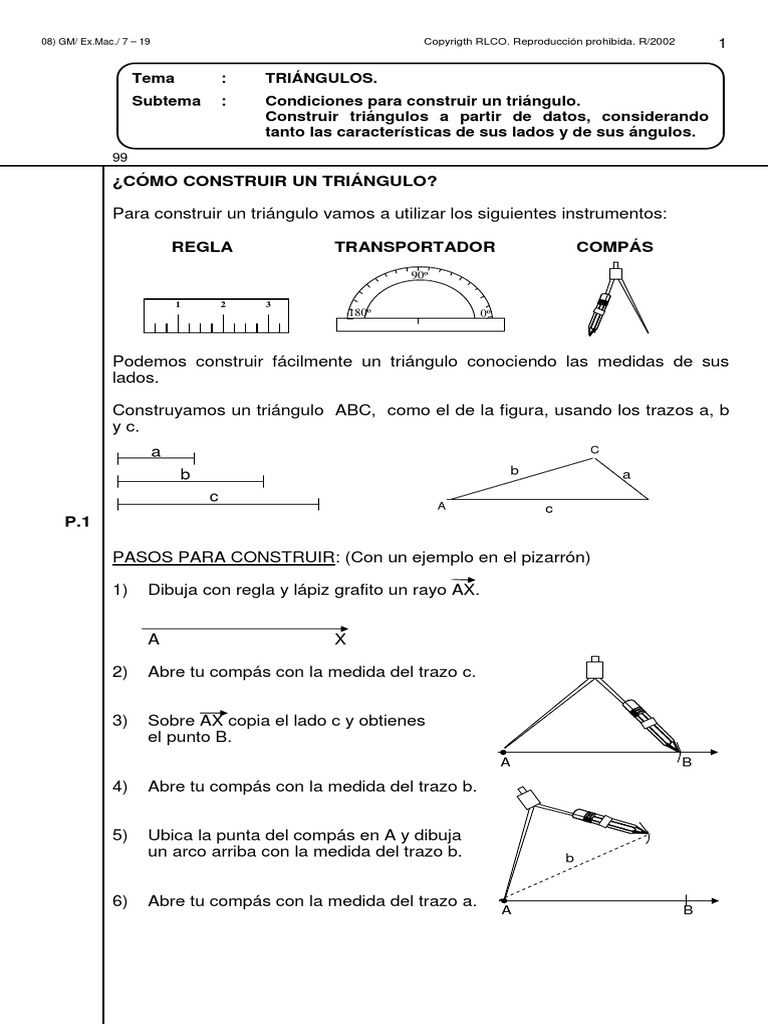 08 - 7 - 19 - R - Construcción de Triángulos | PDF | Triángulo | Geometría Elemental