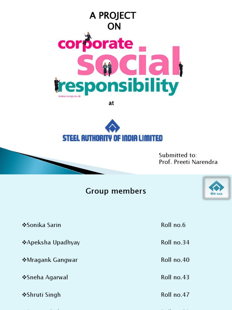 SAIL CSR Project Report Group | PDF | Corporate Social Responsibility ...