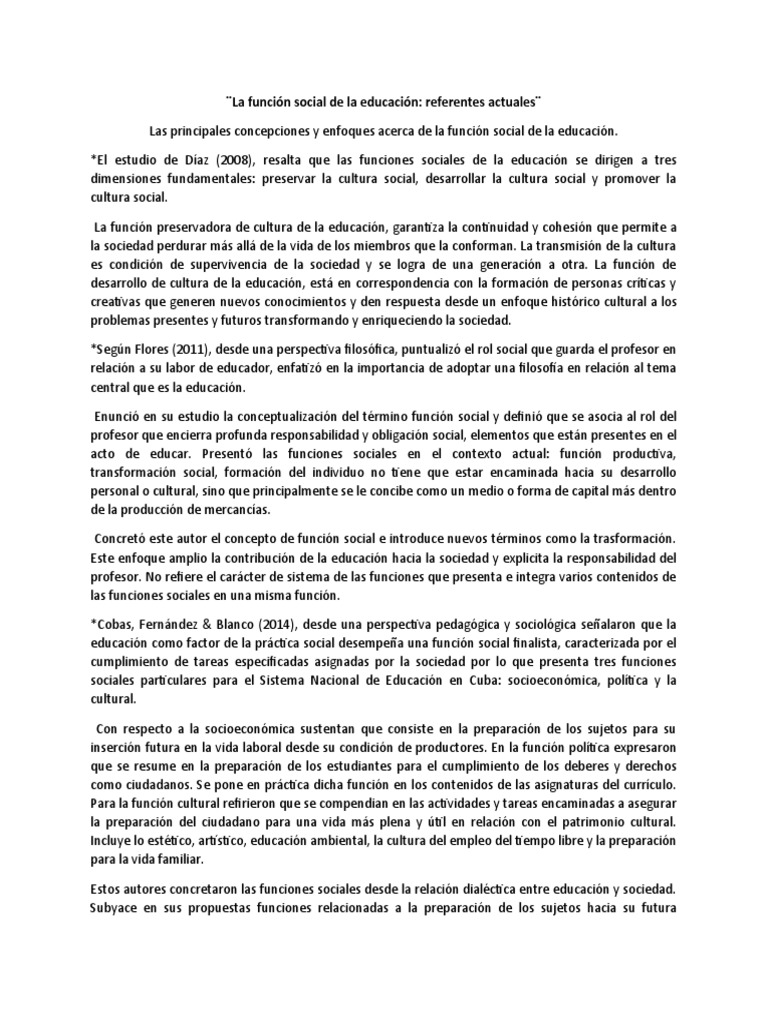 Función Social de la Educación Actual | PDF | Socialización | Maestros