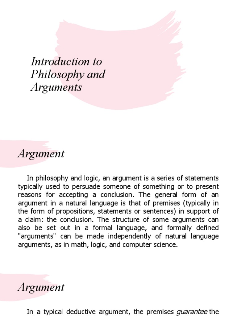 Introduction To Philosophy and Arguments | PDF | Argument | Deductive ...