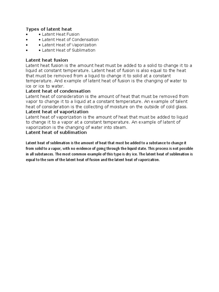 Types of Latent Heat | PDF