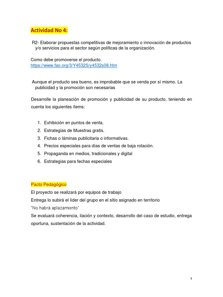 Actividad No 4 - Como Debe Promoverse El Producto | PDF