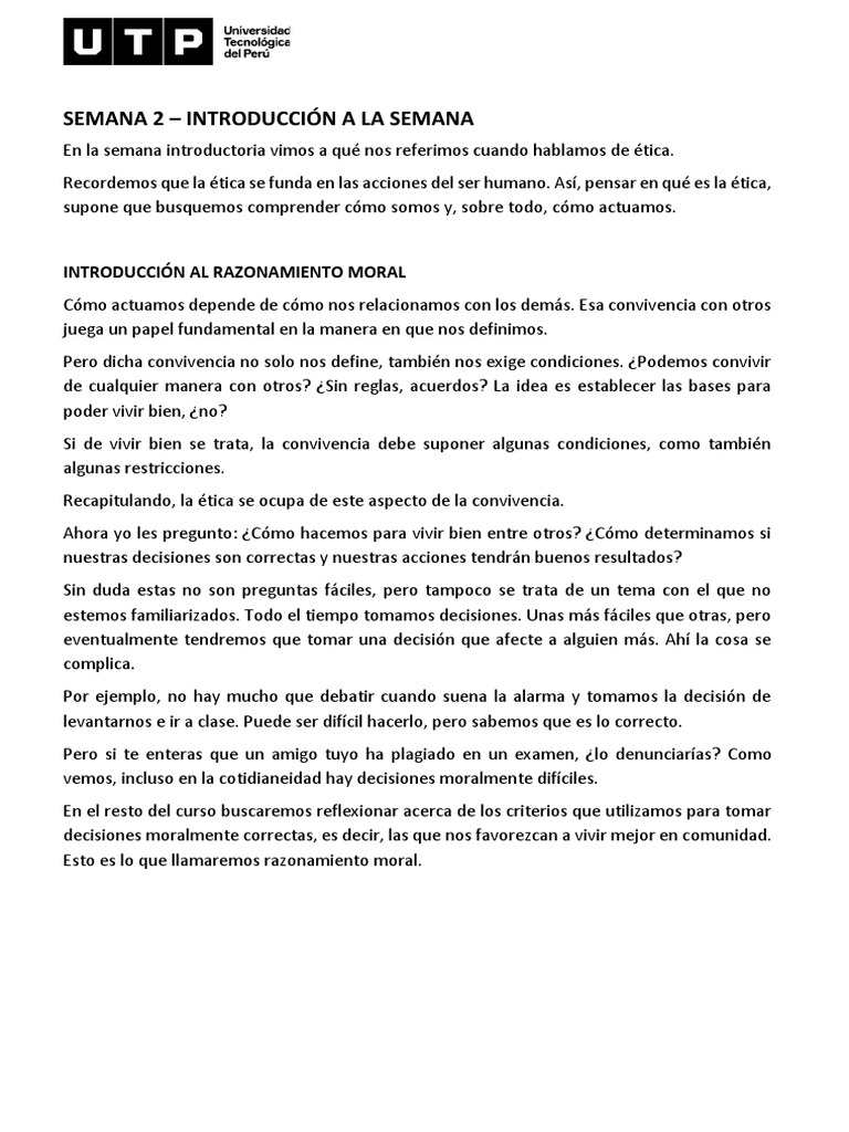 Semana 02 - Guion - Introducción A La Semana | PDF