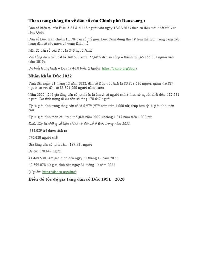 Theo trang thông tin về dân số của Chính phủ Danso | PDF
