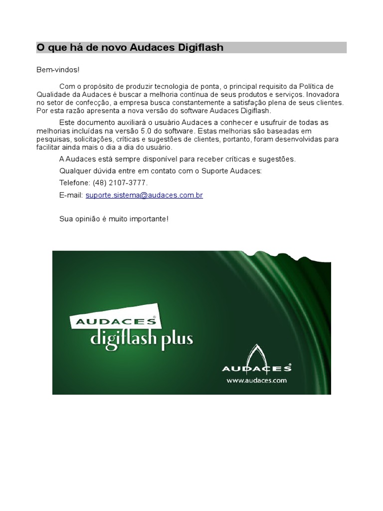 Novidades do Audaces Digiflash 5.0 | PDF | Programas | Informática