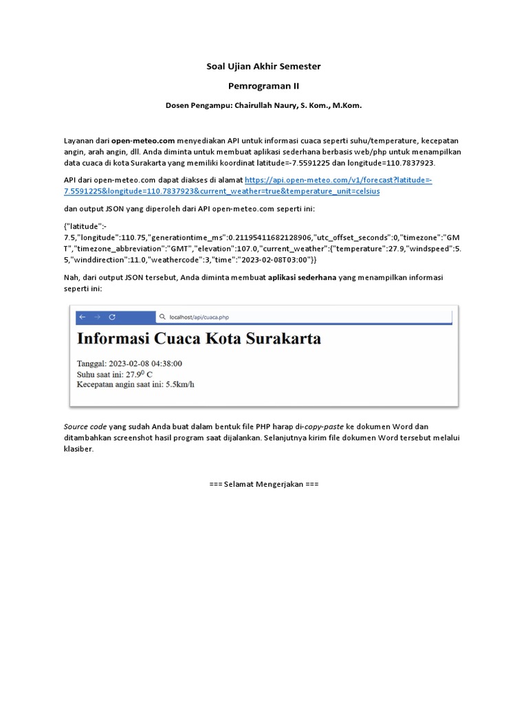 Soal UAS Pemrograman II | PDF | Komputer