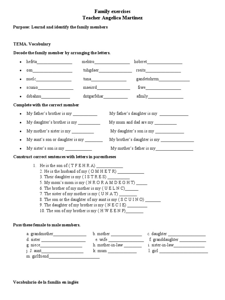 Familia Ejercicios | PDF