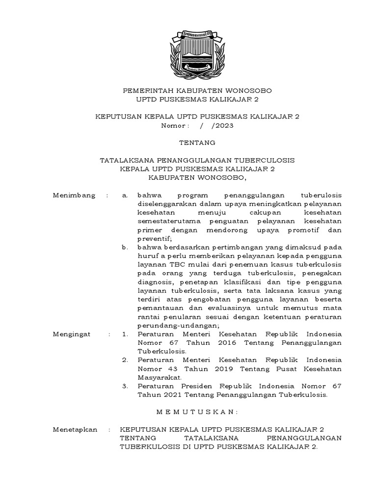 Tatalaksana Penanggulangan TBC Wonosobo | PDF