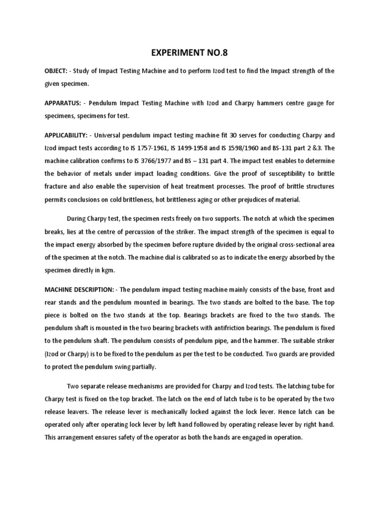 Experiment No.8 | PDF | Fracture | Materials Science
