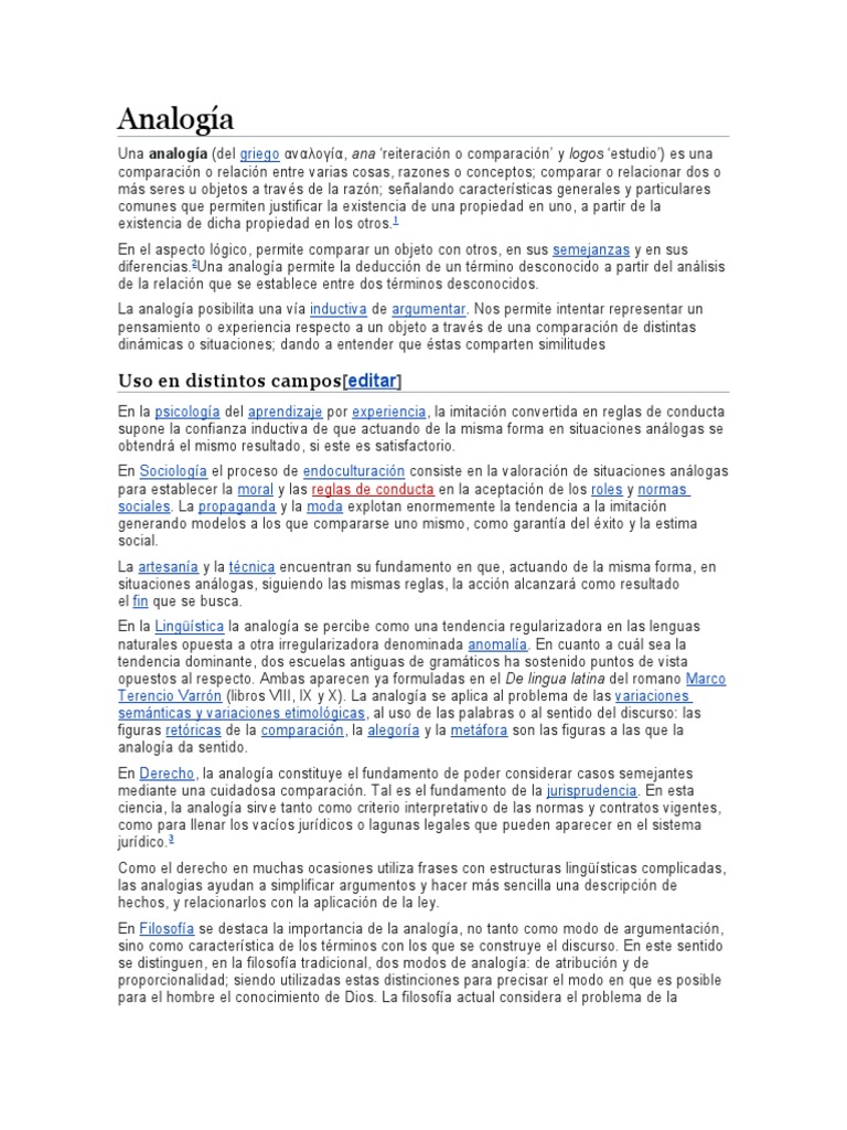Uso de la Analogía en Diversos Campos | PDF | Analogía | Existencia