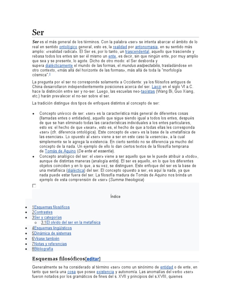El concepto de ser en filosofía | PDF | Teoría de sustancias | Metafísica