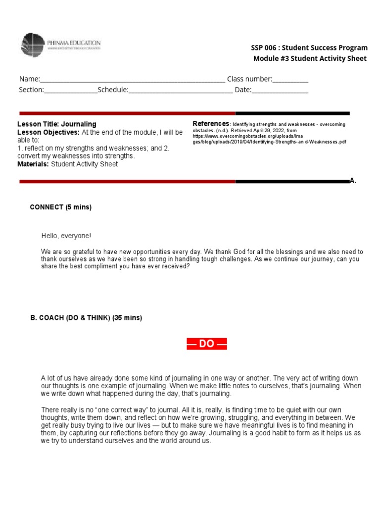 3) Journaling - SAS #3 | PDF | Cognition