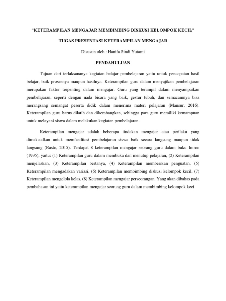 Keterampilan Mengajar Membimbing Diskusi Kelompok Kecil | PDF