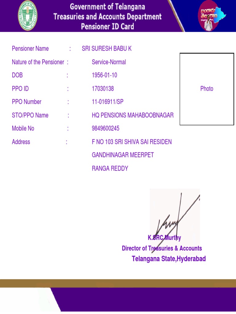 Telangana State, Hyderabad: K.SRC - Murthy Director of Treasuries ...
