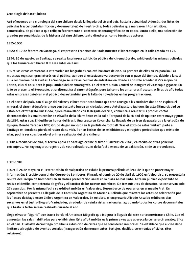 CRONOLOGIA DELCINE CHILENO | PDF | Chile | Santiago